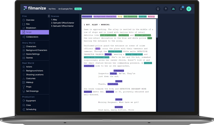 Filmanize - Streamline your film production from story to real world